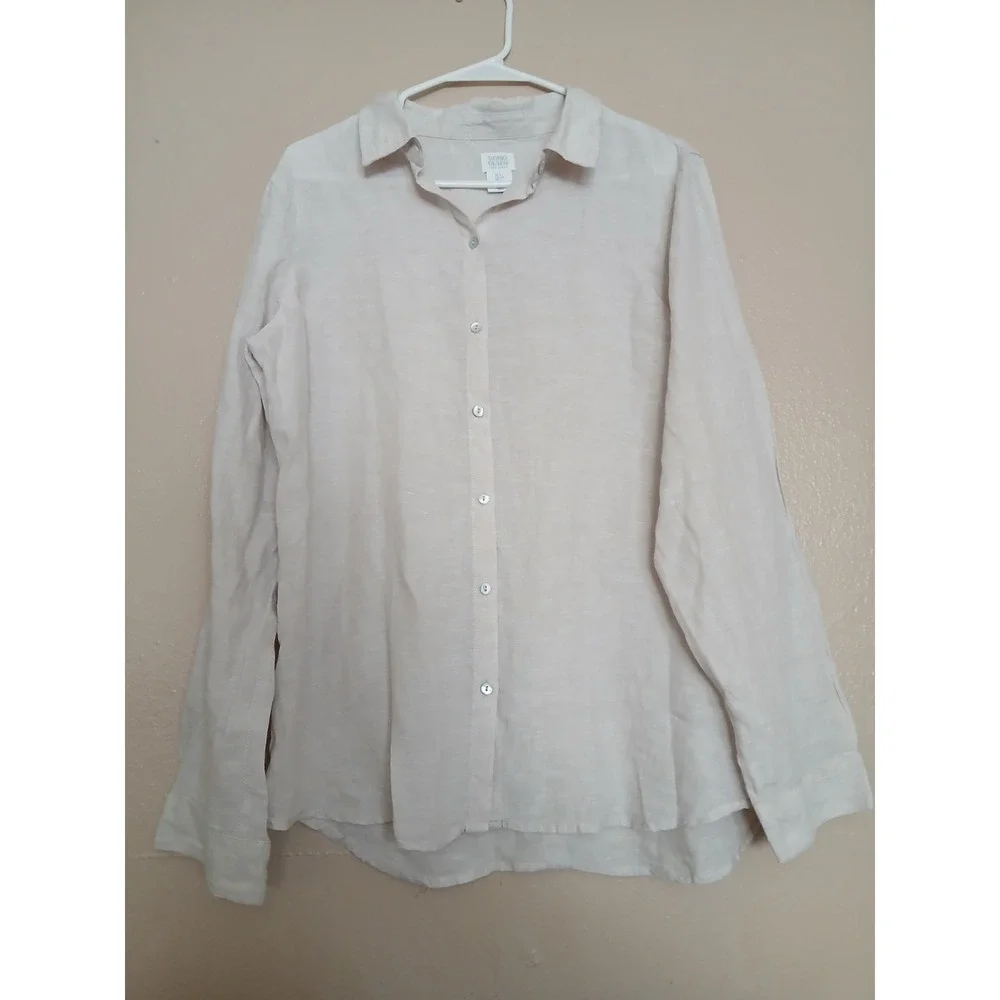 Sigrid Olsen | Tops | Sigrid Olsen Top Large Linen Button Down Roll Tab ...